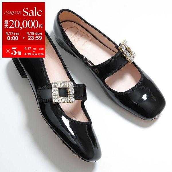 ROGER VIVIER ロジェヴィヴィエ バレエシューズ TRES VIVIER STRASS B BABIES BALL 10 トレ ヴィヴィエ バレリーナ RVW44931980D1P レディース ストラスバックル フラット パンプス...