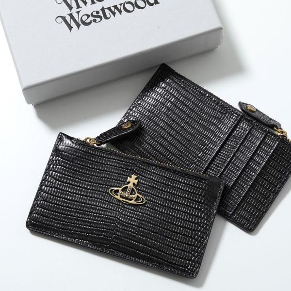 Vivienne Westwood ヴィヴィアンウエストウッド フラグメントケース LIZARD EMBOSSED LEATHER 51110039U L004F レディース ミニ財布 コインケース レザー N401/BLACK 定期入れ ...