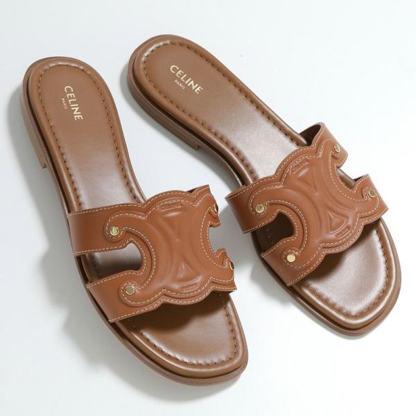 CELINE セリーヌ サンダル MARINA マリナ 364783767C.04LU レディース トリオンフ レザー 1cm ミュール フラットシューズ 靴 TAN /【2026年春夏新作】