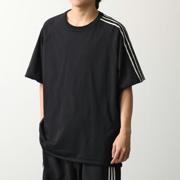 Y-3 ワイスリー Tシャツ RAW EDGE 3 STRIPES SHORT SLEEVE TEE ロー エッジ 3 ストライプス ショート スリーブ ティー KQ9793 メンズ 半袖 カットソー BLACK コットン 丸首 adida...