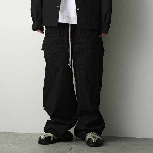 Rick Owens DRKSHDW リックオウエンス ダークシャドウ カーゴパンツ CREATCH CARGO WIDE DRAWSTRING DU01F4394 CR メンズ ワイド トートバッグ付き 09/BLACK /【2026年春...