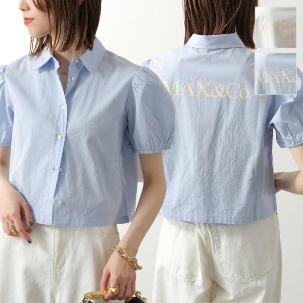 MAX MARA MAX&amp;CO KIDS マックスマーラ マックス＆コー キッズ ブラウス MX0333 MX077 レディース ガールズ 半袖 パフスリーブ クロップド丈 ロゴ カラー2色 【大人もOK】女の子 シャツ コットン ...