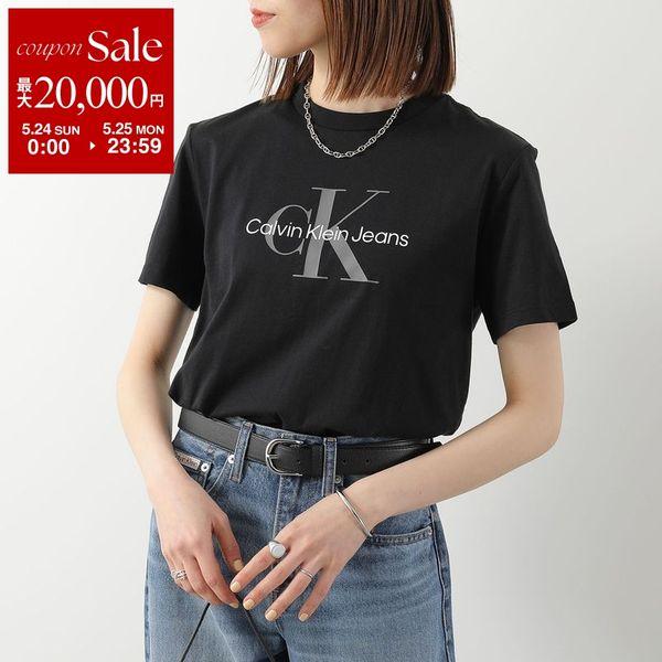 CALVIN KLEIN JEANS カルバンクライン ジーンズ Tシャツ SS CLASSIC LOGO TEE 478023S レディース 半袖 カットソー クルーネック ロゴ 001/Black 丸首 コットン/【dc_kikaku】