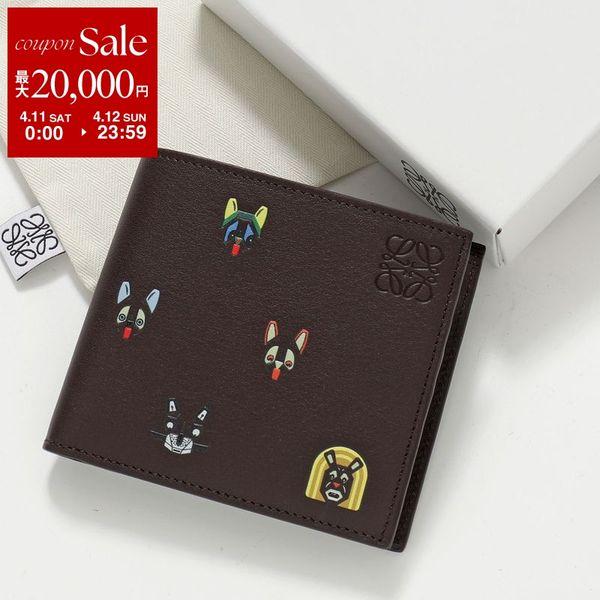 LOEWE × Louis Wain ロエベ ルイス・ウェイン コラボ 二つ折り財布 キャッツ C643501X19 メンズ レディース レザー ミニ財布 アナグラム 小銭入れあり 3100/BROWN ユニセックス/