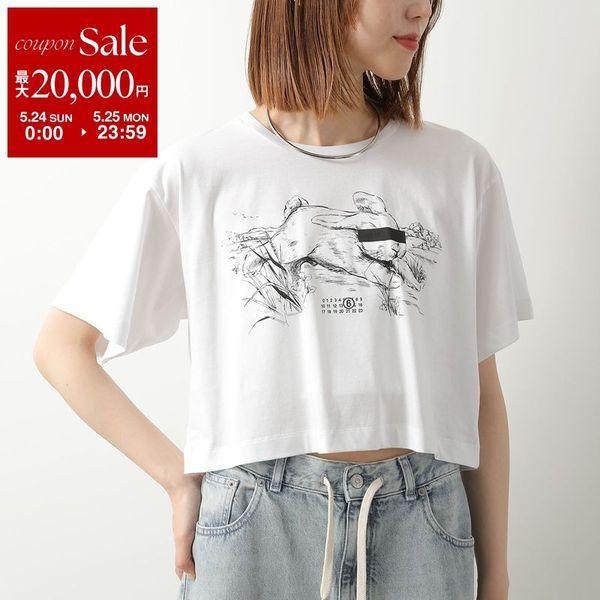 MM6 KIDS エムエムシックス メゾンマルジェラ キッズ 半袖 Tシャツ M61023 MM04I レディース ガールズ コットン クルーネック クロップド丈 ナンバリングロゴ M6100 M61023MM04IM6100 【大人もOK...