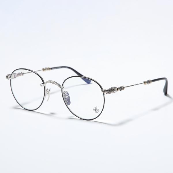 CHROME HEARTS クロムハーツ メガネ BUBBA-A メンズ ボストン型 フローラルクロス CHクロス メタルフレーム 細フレーム フルリム クリングスタイプ MBK/SS-MBK-P レンズ幅 49 めがね 眼鏡 アイウェア ...