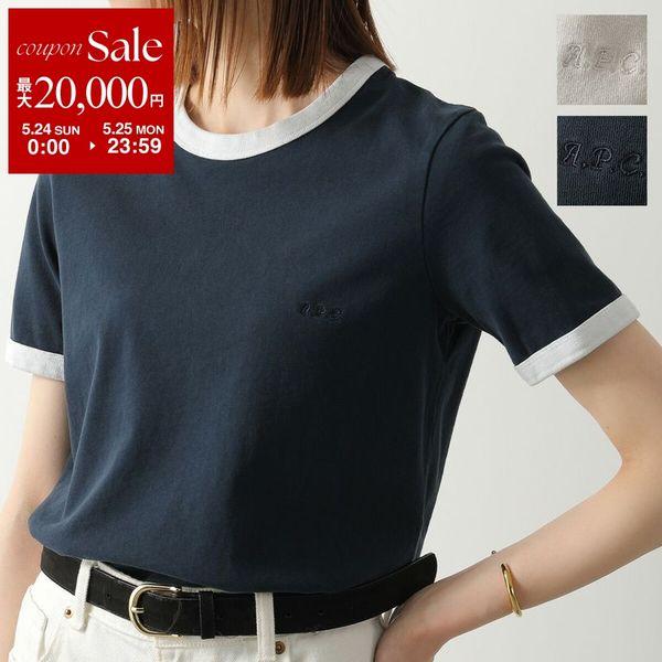 APC A.P.C. アーペーセー Tシャツ crop manche courte contraste COHBQ F26550 レディース 半袖 カットソー ロゴ刺繍 コットン クルーネック 丸首/【2026年春夏新作】【dc_kikaku】