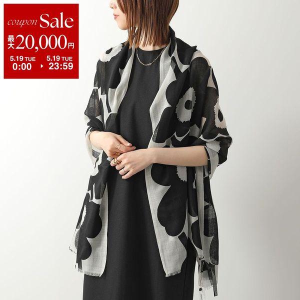 marimekko マリメッコ スカーフ Fiore Unikko ストール 091653 レディース ウール シアー 花 フラワー 大判 ショートフリンジ 910 /【2026年春夏新作】