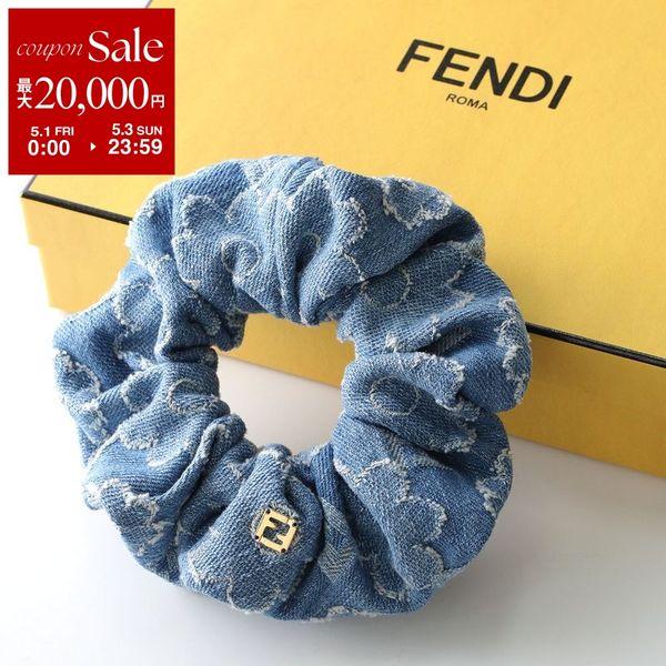 FENDI フェンディ シュシュ FXT162 B01Z レディース デニム FFロゴ フローラル ヘアアクセサリー ヘアゴム 髪留め F0RU7/DENIM FXT162B01ZF0RU7 フラワー 花/【2026年春夏新作】