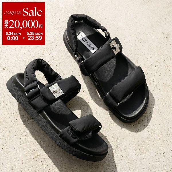 STEVE MADDEN スティーブマデン パフィーサンダル MONAT レディース ストラップ付 1.5cm シューズ 靴 BLK/NYLON /【2026年春夏新作】【dc_kikaku】