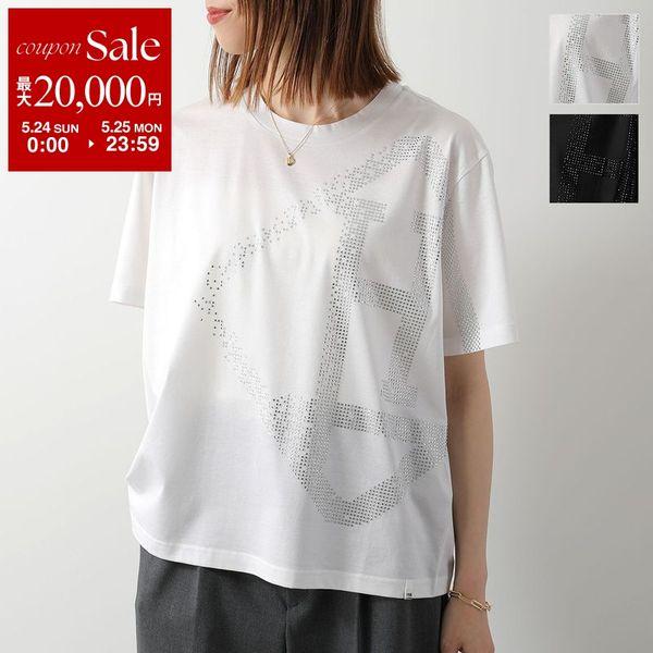 HERNO ヘルノ Tシャツ JG000321D 52125 レディース 半袖 カットソー クルーネック ラインストーン ロゴT コットン ストレッチ 丸首/【2026年春夏新作】【dc_kikaku】