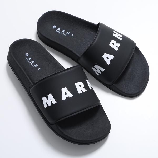 MARNI KIDS マルニ キッズ サンダル 82351 レディース ガールズ ロゴ シャワーサンダル イタリア製 フラットシューズ 靴 NERO/MARNI-BIANCO 【大人もOK】女の子/【2026年春夏新作】