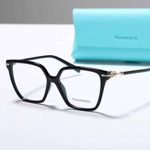 Tiffany&amp;Co. ティファニー メガネ HardWear ハードウェア TF2290-B-U レディース ウェリントン型 スクエア型 セルフレーム フルリム クリスタル めがね 眼鏡 アイウェア 伊達メガネ 黒縁メガネ レンズ...