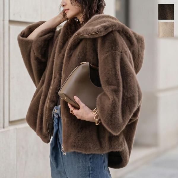 【先行予約 10％OFF】VOUTE ヴォート ファーコート 26AW-V002 レディース ファーブルゾン フーテッド フード付き エコファー ショート丈   /【2026年秋冬新作】