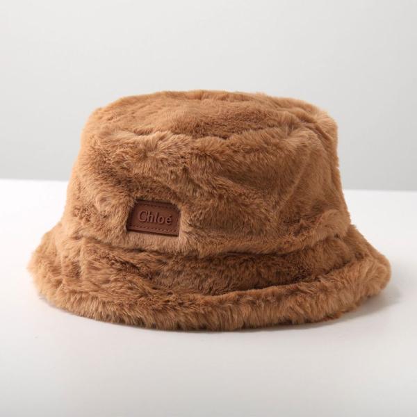 Chloe KIDS クロエ キッズ バケットハット C21309 レディース ガールズ フェイクファー ラバーロゴパッチ 帽子 31F/THRUSH 【大人もOK】女の子/【2026年秋冬新作】