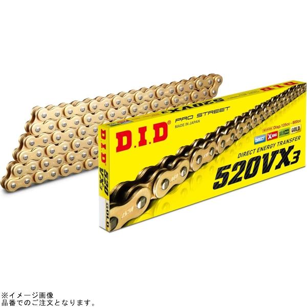 ■ブランド：D.I.D(大同工業)■商品名：520VX3 108L ゴールド/カシメ(ZB)