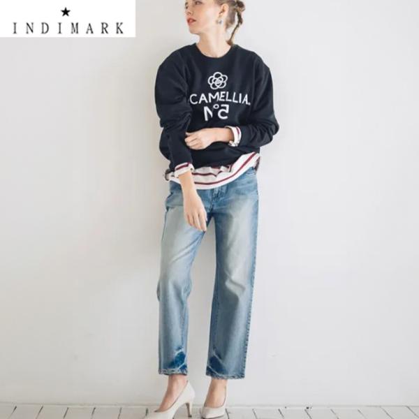 【INDIMARK インディマーク】 INDIMARK ボーイズクロップド W095INDIMARKこだわりのビンテージ加工・人気定番ボーイフレンドパンツ ストレッチデニムでありながら、本格的なビンテージ感を目指し INDIMARKのデニム...