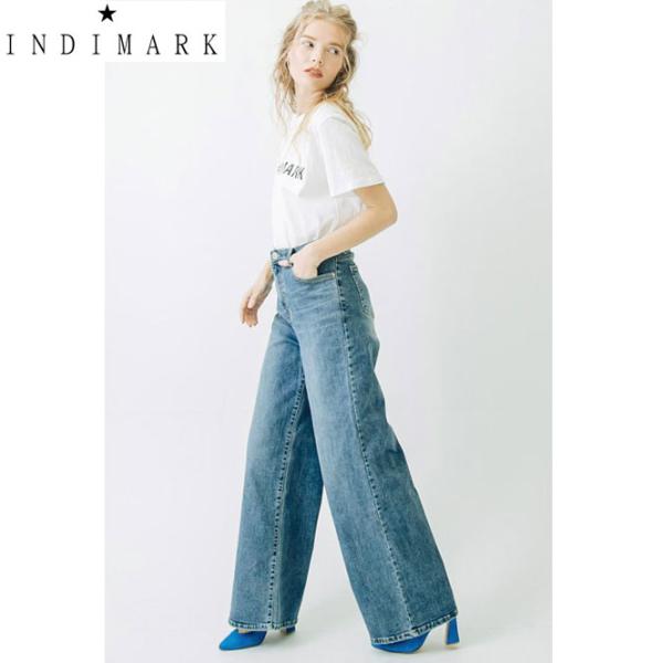 INDIMARKの脚を美脚に見せる立体的なデニム♪あの大ヒット「神デニム」からNEWバージョンが発売！！人気の脚をきれいに見せる洗練されたシルエットのワイドパンツのハイウェストモデル♪深めのウエストから裾まできれいに広がったワイドラインが特...