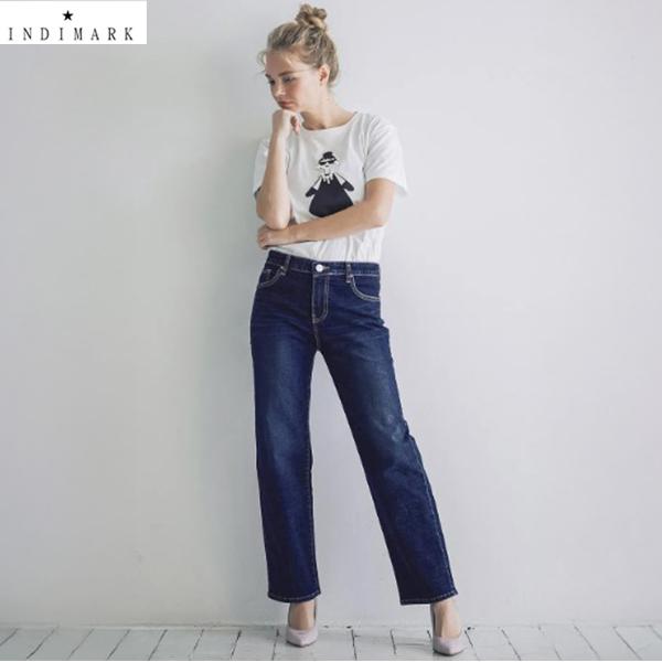 【INDIMARK インディマーク】 INDIMARK ストレートボーイズ デニム ベーシックブルー WJ076 ルーズすぎないストレートラインが魅力の大人のボーイズデニム。 ストレッチが効いて履き心地抜群で、お腹周りも快適。 スッキリと細...