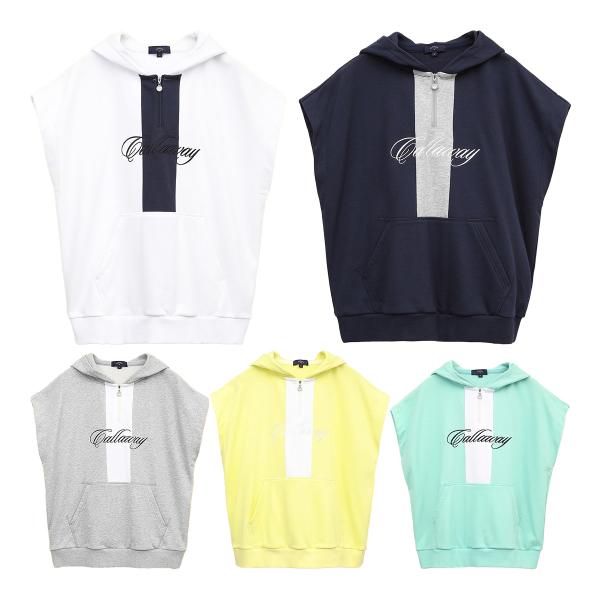 【商品説明】トレンドのレトロカジュアル感ある裏毛スウェットのプルオーバーです。フロントを配色で切り替え、Callawayを大胆に刺繍して付加価値をつけたショートスリーブのパーカーです。身幅広めのシルエットで、１枚でもレイヤードでも新しいスタ...