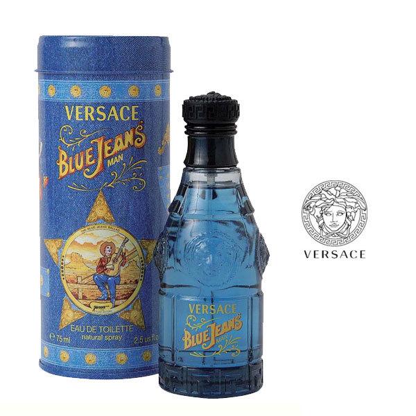 ヴェルサーチ ブルージーンズ 75ML メンズ 香水 VERSACE75ml ユニセックス　シトラス・ラベンダー・シダーウッドのフレッシュな香りでカジュアルなシーンに良く似合います。女性がつけてもクールでカッコイイ印象に★カップルで一緒に使...