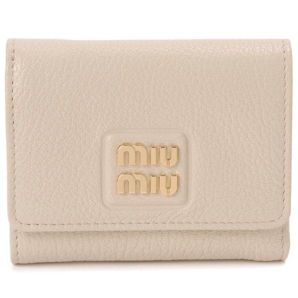 miu MIU ミュウミュウ 二つ折り財布 レディース アイボリー miu MIU ミュウミュウ 二つ折り財布 レディース アイボリー