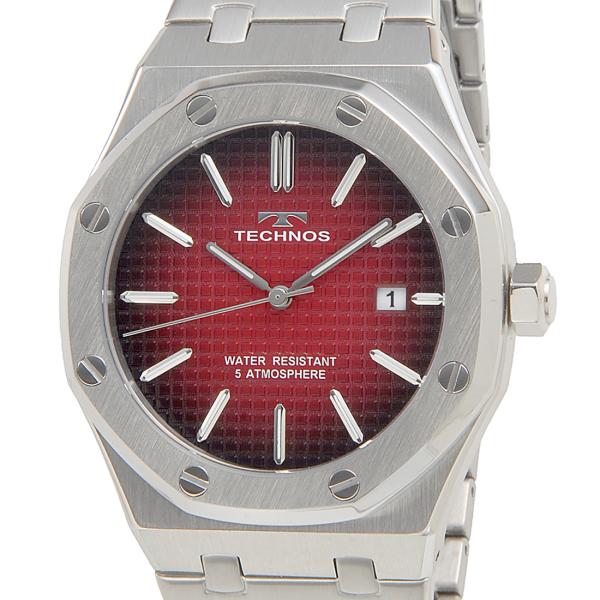 TECHNOS テクノス メンズ 腕時計 レッド T9C07SR デイト 格子ダイアル