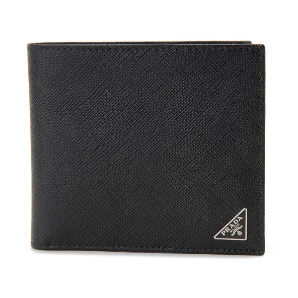 訳あり 箱つぶれ 表面べたつきあり 色ムラあり PRADA プラダ 二つ折り長財布 2MO738 QHH F0002 ブラック メンズ