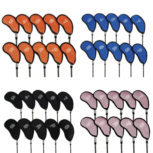ゴルフ アイアンカバー ヘッドカバー  10個 セット 番手付きアイアン同士のぶつかりによる傷からクラブを守ります。お得な10個セットとなっております。◆表示番手：3番〜9番、S、P、A　10点セット◆サイズ：約15cm（横幅）×8.5cm...