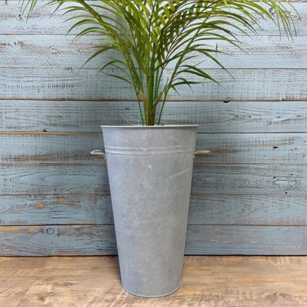 ハンドルを含まないサイズ直径２３×全高３８センチ底穴なしブリキ製シンプルで使いやすいロングタイプのブリキポットブリキ 鉢 プランター 鉢カバー ブリキ缶バケツ ポット オーバル ボウル タライロング トレー ハンギング 壁掛け ジョーロピッ...