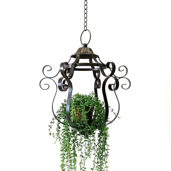 上部チェーンを含むサイズ直径３６×全高６０センチアイアン製底穴なし空間ディスプレーにおすすめのハンギングホルダー構造上、穴あけ加工は承れません。オーナメント ガーデンオブジェ 飾り 置物車輪 ミルク缶 ハンギングフック バードトレープランツ...