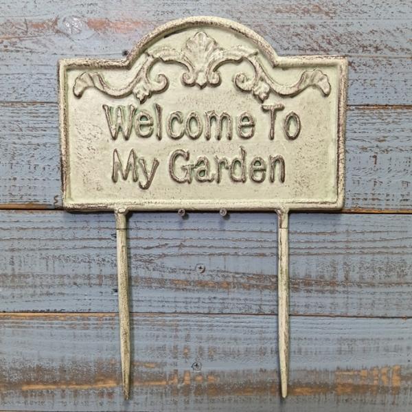 幅２３×厚み１×全高３１センチキャストアイアン（鋳物）製脚部分はねじ込み式です。重厚感のある鋳物製のガーデンピックは鉢植えや寄せ植えにおすすめです。●メール便（ネコポス）で送料無料●ポスト投函の為、配達日時指定は承れません。サインプレート ...