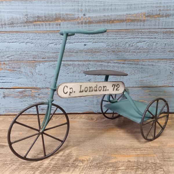 幅３９×奥行１５×全高２７センチスチール製アクセントにおすすめのかわいい三輪車ブリキ 鉢 プランター 鉢カバー ブリキ缶バケツ ポット オーバル ボウル タライロング トレー ハンギング 壁掛け ジョーロピッチャー カート 三輪車 ホウロウ...