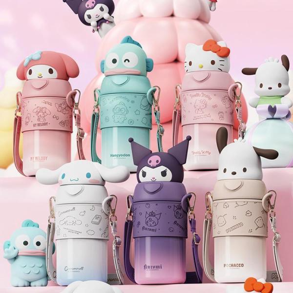 クロミ ハンギョドン 水筒 560ml 魔法瓶 軽量  シナモンロール ストロー 保温保冷 こども  ワンタッチ 直飲み ポチャッコ  マイメロ 女の子 男の子 子供 大容量■商品説明家でもオフィスでも使える保温・保冷 ステンレスタンブラー...
