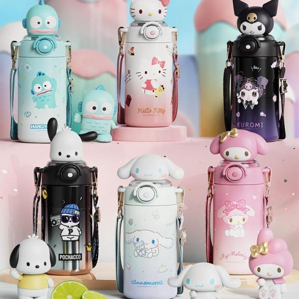 水筒 ポチャッコ 猫柄 ハンギョドン クロミ風 シナモ マイメロ 水筒  水筒バッグ 子供 ステンレス  ボトル 直飲み 保冷 保温 ワンタッチ オープン コンパクト【材質】316ステンレス鋼。【サイズ】容量：600ml　。【保温&amp;...