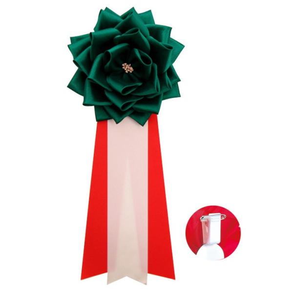 ● 商品名／大リボンバラ（タレ別・クリッキー付き）● サイズ／全長28 × 径12センチピン、バッヂ、徽章・記章はイベント、セレモニーに。記念・周年パーティー、オープン・式典、セレモニー、学校行事（卒園・入園、卒業・入学）にオススメです。お...