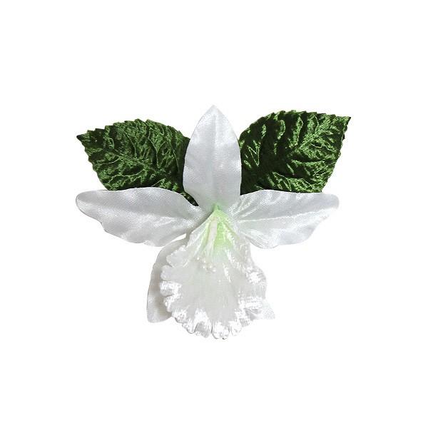 ● 商品名／ニューソカトレア・ホワイト● サイズ／花径7センチ卒園式、入園式、入学式、卒業式の良き日に。おめでとうと共に。ピン、バッヂ、徽章・記章はイベント、セレモニーに。記念・周年パーティー、オープン・式典、セレモニー、学校行事（卒園・入...