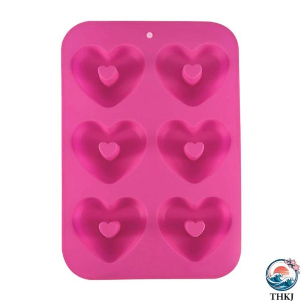 シリコン型 ドーナツ ミニドーナツ ハートの形 DIY ドーナツ型 マドレーヌ型 ケーキ金型 焼きドーナツ型 6ケ取 シリコン加工 ピンク
