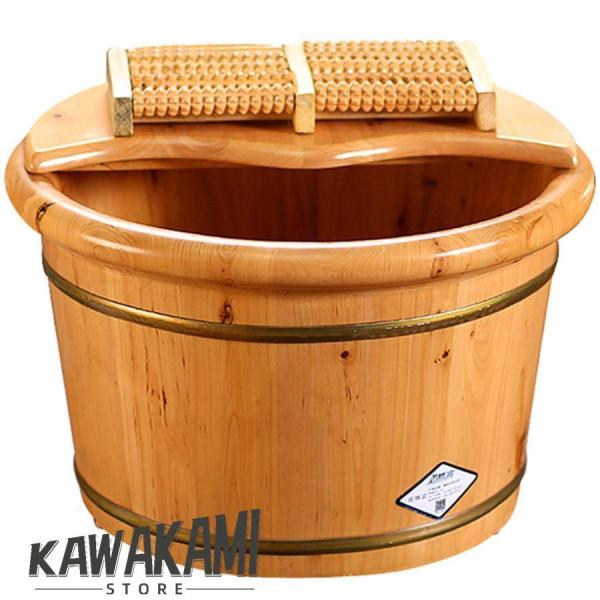足湯桶 足湯器 木製 フットバス器 足専用 バケツ フットケア 保温フットバス 足湯用バケツ リラックス 冷え対策 デトックス足浴桶 マッサージ 撥水加工 防漏 丈