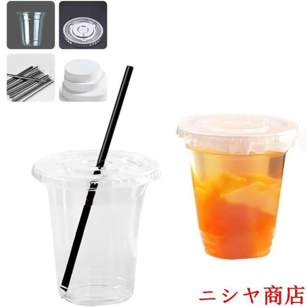 【製品仕様】：サイズ：9.8*5.8*9.2cm/360ml、9.8*6*10.5cm/400ml、9.8*7.5*9.8cm/500ml，素材：食品級PET製 クリスタルのようにクリアなデザインで、カップにラベルを付けたり、カスタマイズし...