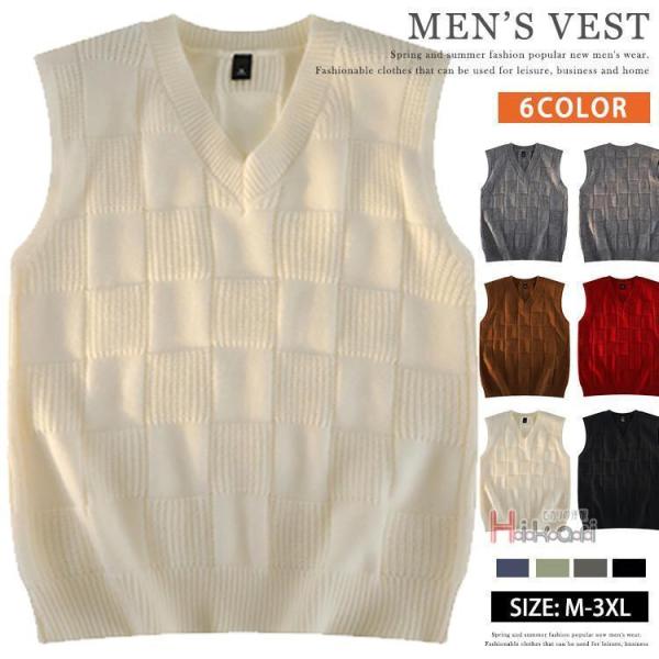23110911ニットベスト メンズ Vネック ゴルフ ビジネス スクール ベスト ニット セーター オフィス カジュアル 柔らかい色 ダークグレー 白 キャメル コーヒー レッド 黒サイズ M L XL 2XL 3XL素材：ポリエステル6...