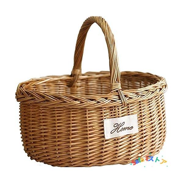 ピクニック かご バスケット 籐かご 手編み かご 洗える 取っ手付き フルーツバスケット 小物収納 オシャレ 天然素材 ナチュラル 小物入れ フルーツ/ワイン/調味