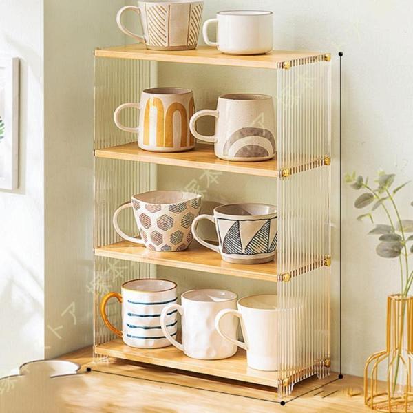 商品の説明材質：ウッド、PVCサイズ：1段=34*15*12cm。2段=34*15*30cm。3段=34*15*40cm。4段=34*15*48cm。注意：製品はカップホルダーのみで、カップは含まれていません！便利な使用とより多くのスペース...