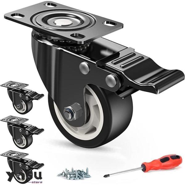 ・「サイズ（約）」［本体］取付高105mm［車輪］径75mm［取付寸法ＸxＹ］93x62mm［穴の間隔］72x45mm・「許容荷重（約）」［］100kgx4=400kg耐摩耗性、耐食性、優れた防振性能、負荷容量。高品質の鋼でできており、ベア...