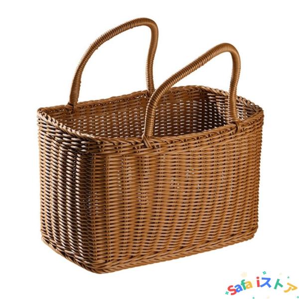 ホームショッピングバスケット手野菜バスケット装飾的な編まれたバスケットフラワーアレンジメントバスケット籐のピクニックバッグを模倣