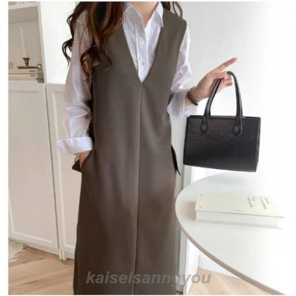 ワンピース レディース バックスリット ロングワンピース 深い Vネック マキシワンピース シンプル 軽量 すっきり 高見え ゆったり 体型カバー 着痩せ 華奢 オールシーズン UV 夏 秋 春xz149【カラー】 ブラックグレー【サイズ】...