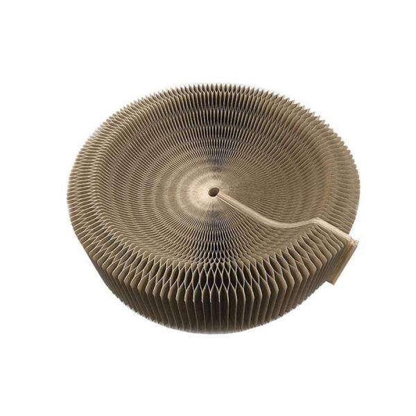 【サイズ】折りたたみ時-26x20x5.7cm 展開後-高さ：内部7cm外部13cm 外径40cm 内径50cm　【素材】高密度の段ボール材料を使い、圧縮性が強くて、曲げにくくて、ネコの肉球に傷つけません。環境に優しい、再生可能です。材料の...