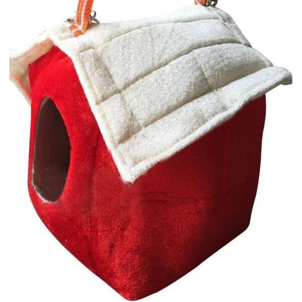 小鳥やハムスターなど小動物用の可愛い三角ハウス登場です♪フックで吊り下げて使うのも、そのまま置いて使うのもOK！【サイズについて】約17×20×16cm