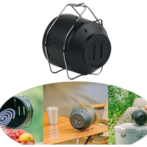 材質：鉄＋ステンレス、サイズ：14.2*15.7*19.4cm。防火およびアイロンがけ、増粘および強化。??桶ポータブルブラケットはリベット留めプロセスで固定され、耐久性があります。カバーをくり抜いたデザインで空気を循環させ、蚊よけ香の煙を...