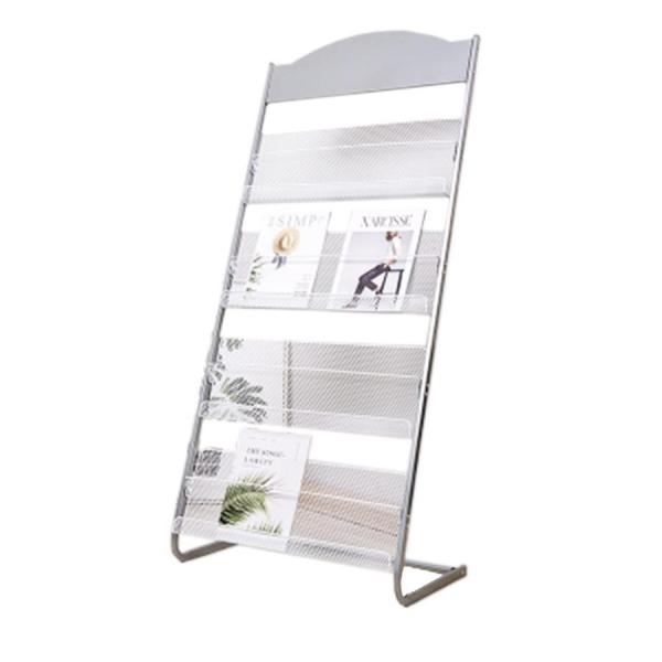 【高品質の素材】鉄製、優れた表面処理、強力な耐荷重、高い安定性、頑丈で信頼性の高い素材 (Color : Silver)【 わかりやすい分類 】 階層設計、雑誌の分類が一目瞭然で見つけやすい 【大容量】フロアマガジンラックのレイヤー構造によ...